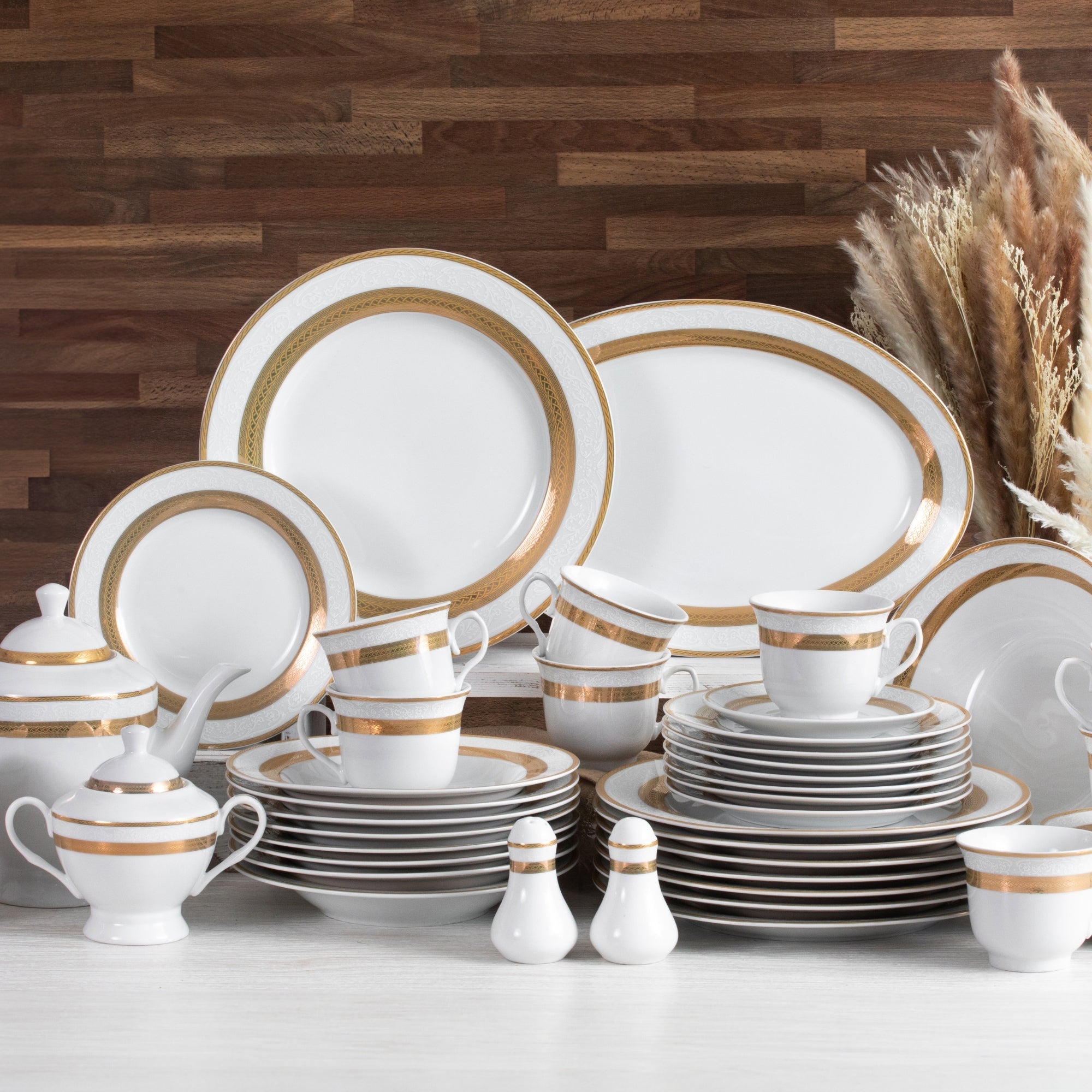 Luxury Porcelain Dinnerware Sets | Greek Key Bone China Dinner Set ...