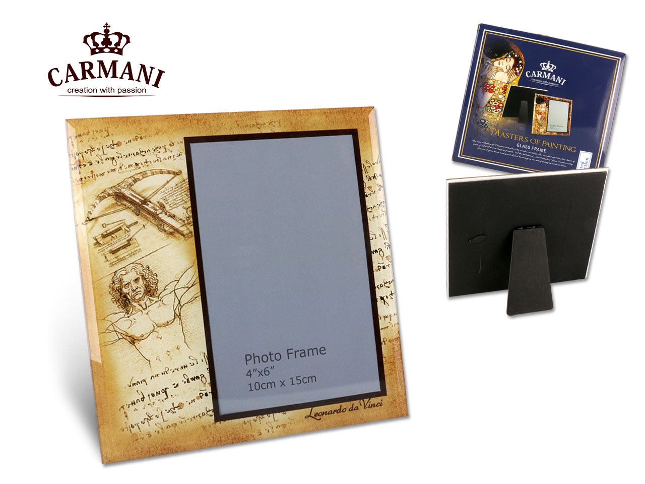 Carmani Painters 7" Glass Photo Frame, Da Vinci Collection (Vitruvian