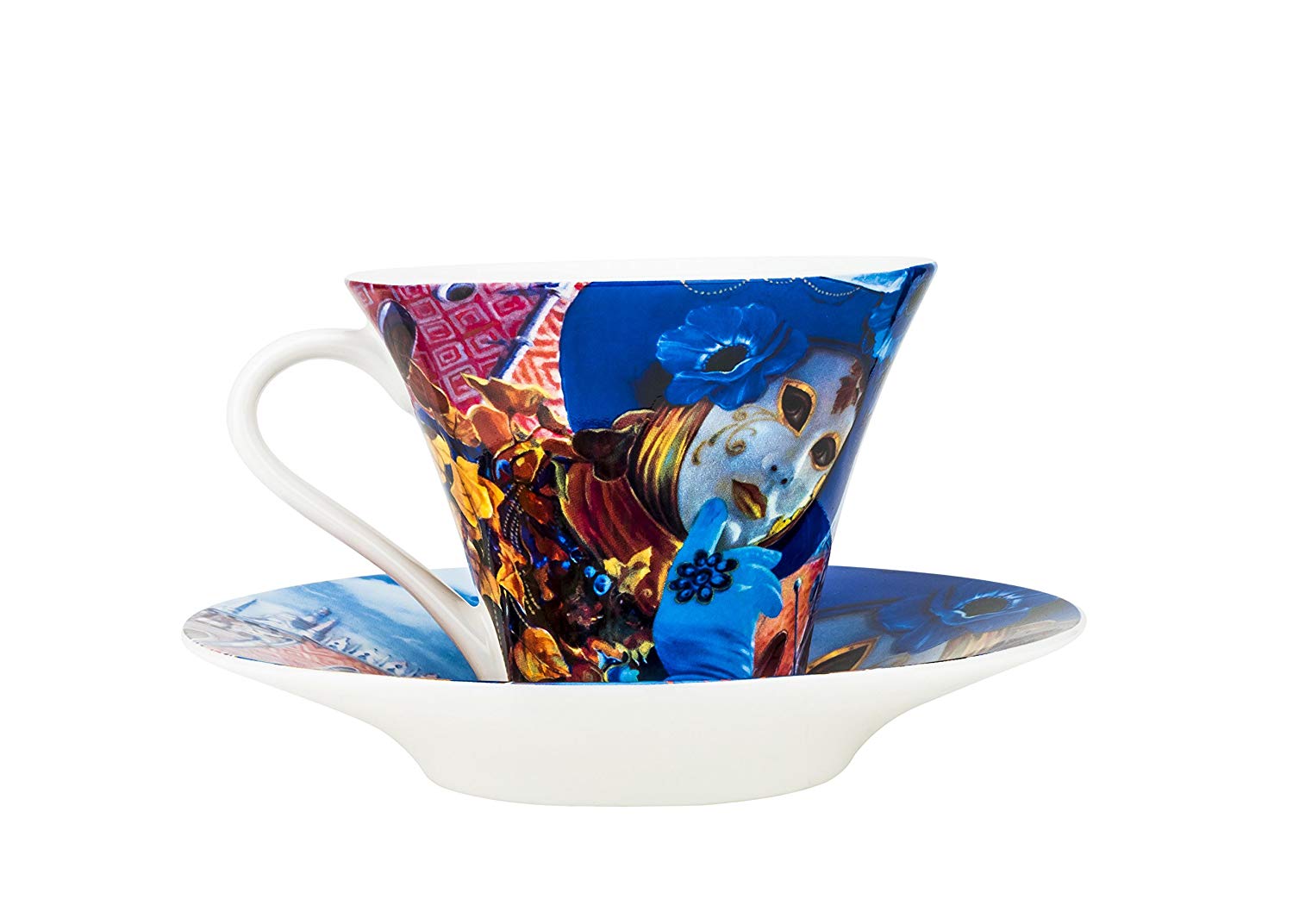 Carmani Painters Tea or Coffee Cup, "Venice Mask" Alex Levin (Venice M